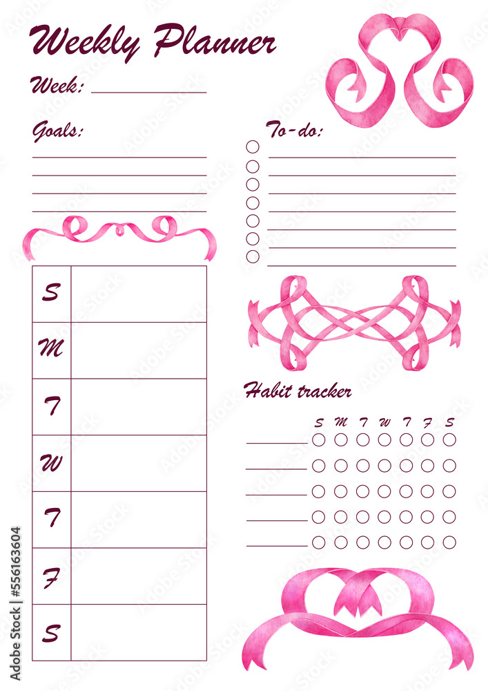 Weekly planner template with to do list, habit tracker and goals ready ...
