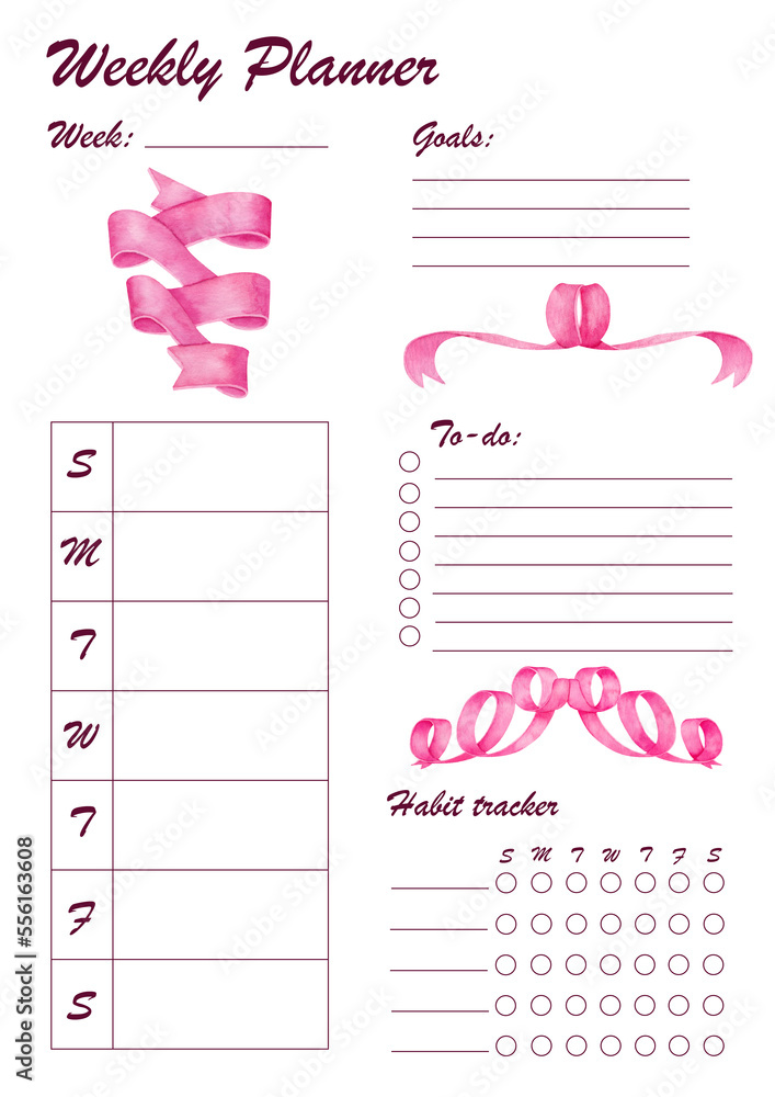 Weekly planner template with to do list, habit tracker and goals ready ...