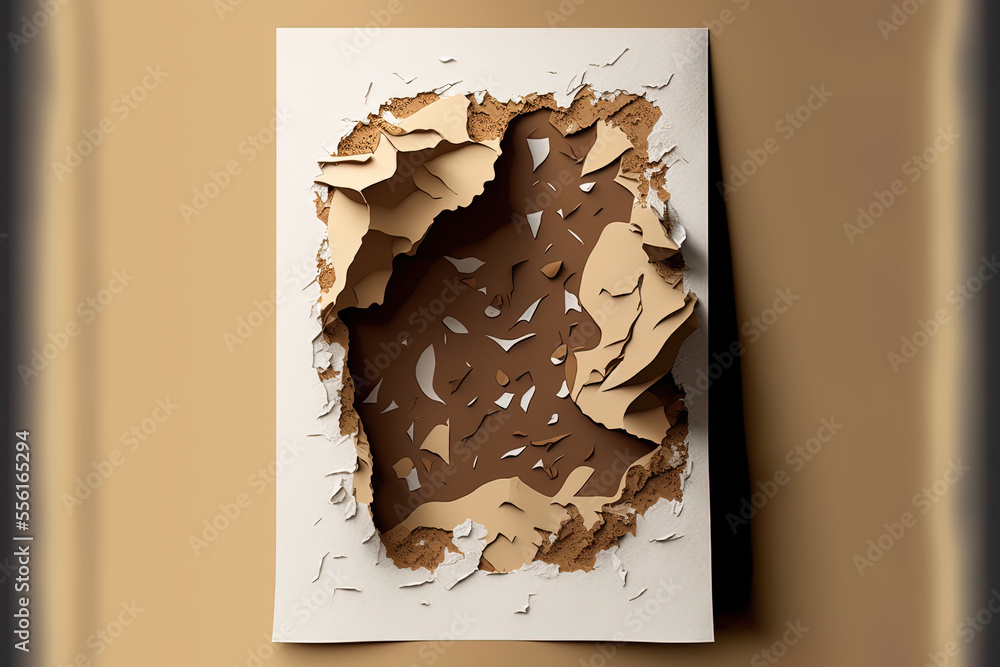 Mockup of a torn paper backdrop in earth tones. Generative AI Stock ...