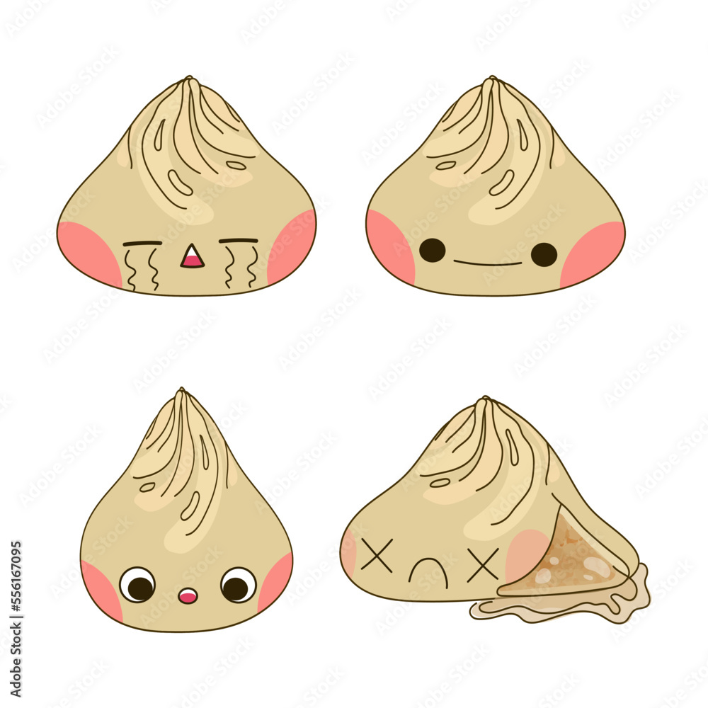 Xiao Long Bao set of dumpling characters vector illustration. Cute ...