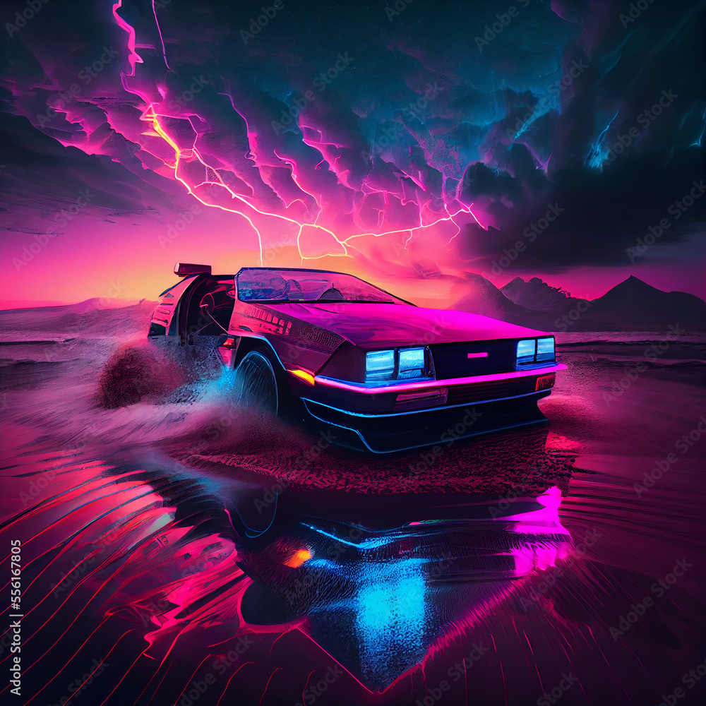 Synthwave Outrun Music Album Cover art Stock Illustration | Adobe Stock
