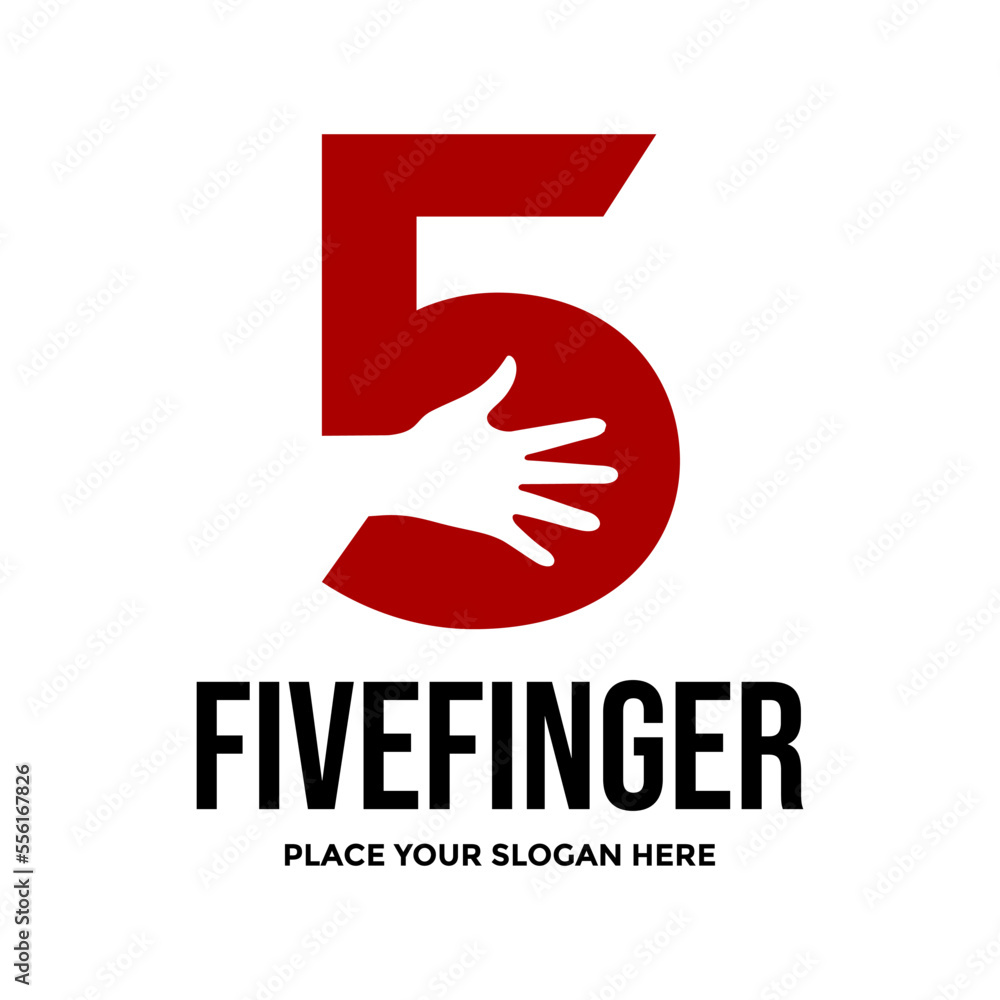 Five finger vector logo template. This design use number symbol ...