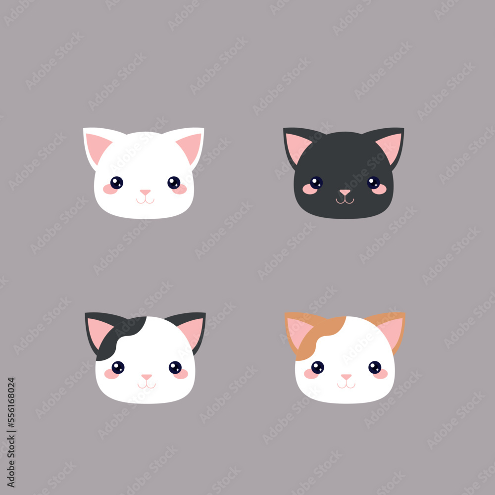 simple flat, cats, white, dark, spotted, red, minimalism, symbol, print ...