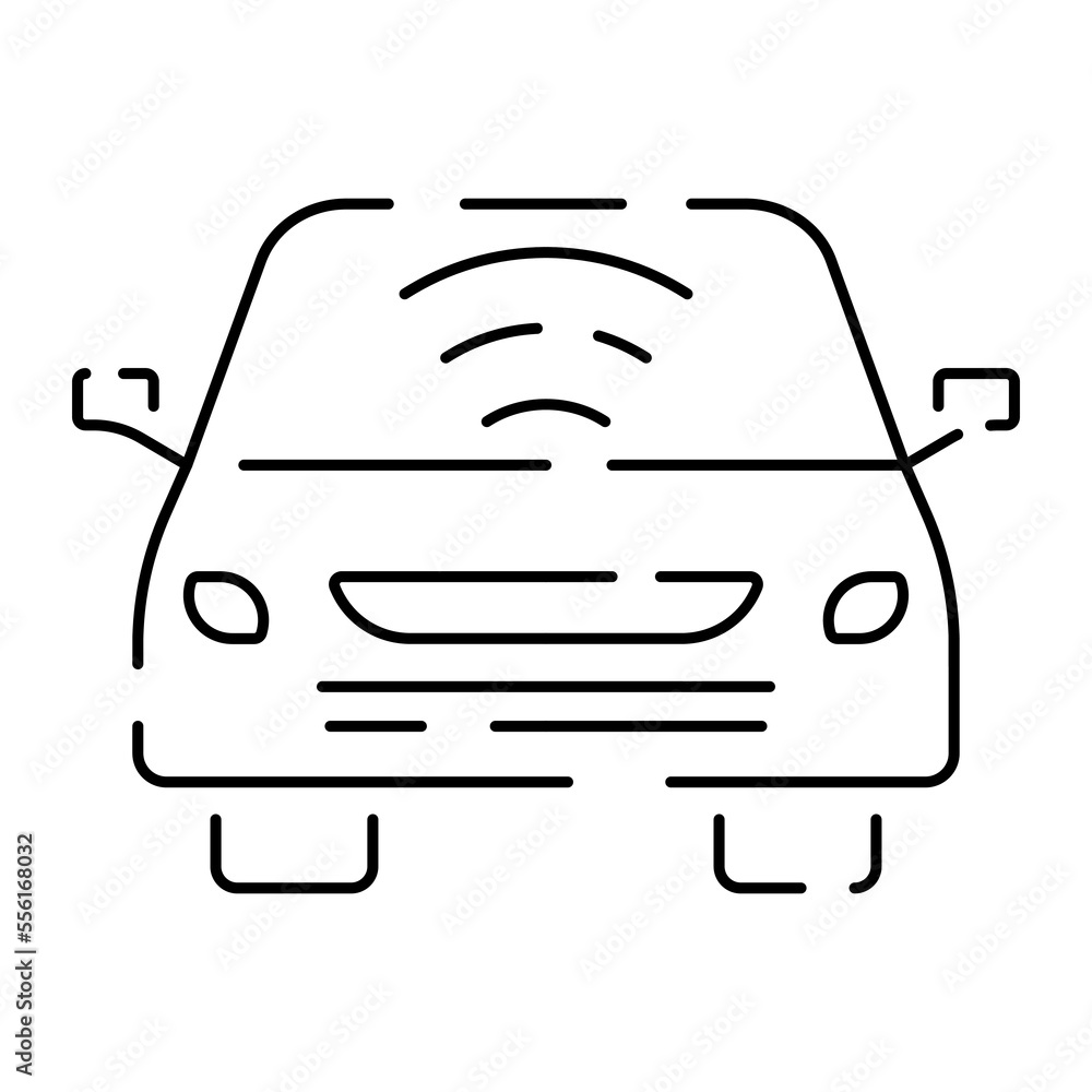 Electric car line icon. Electrical automobile cable contour and plug ...