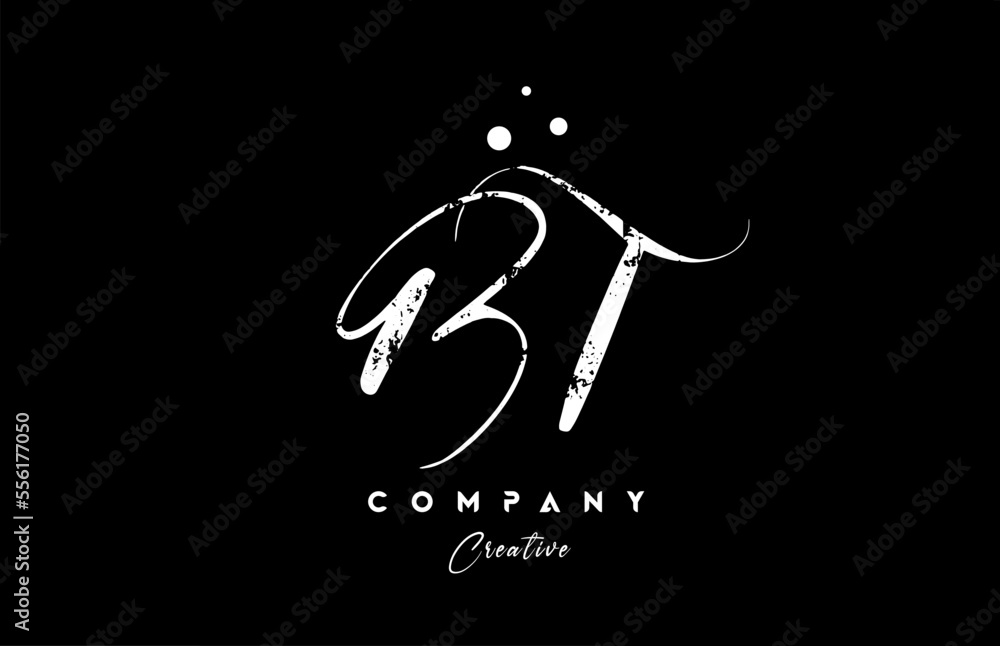vintage BT alphabet letter logo icon combination design with dots ...