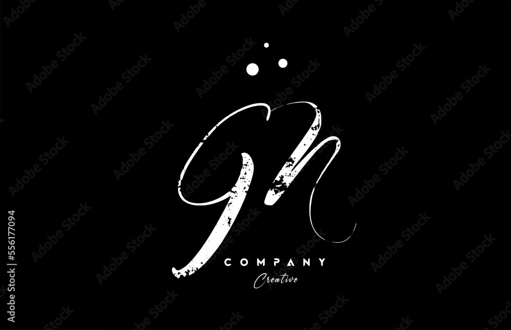 vintage GN alphabet letter logo icon combination design with dots ...
