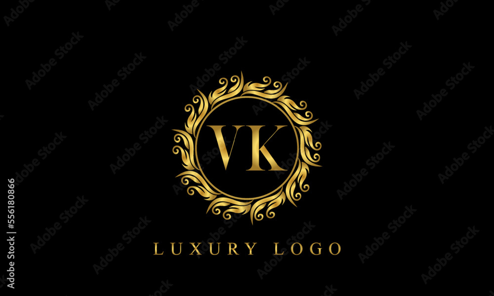 Initial letter VK luxury logo in gold color. VK great luxury logo ...