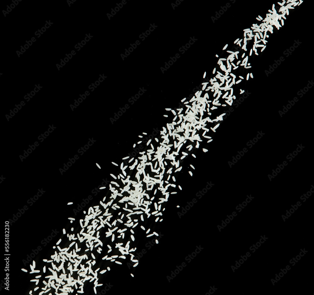 Japanese Rice flying explosion, white grain rices explode abstract ...
