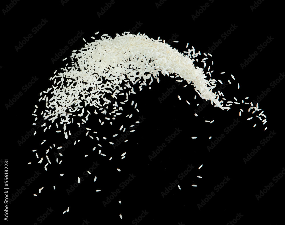 Japanese Rice flying explosion, white grain rices explode abstract ...