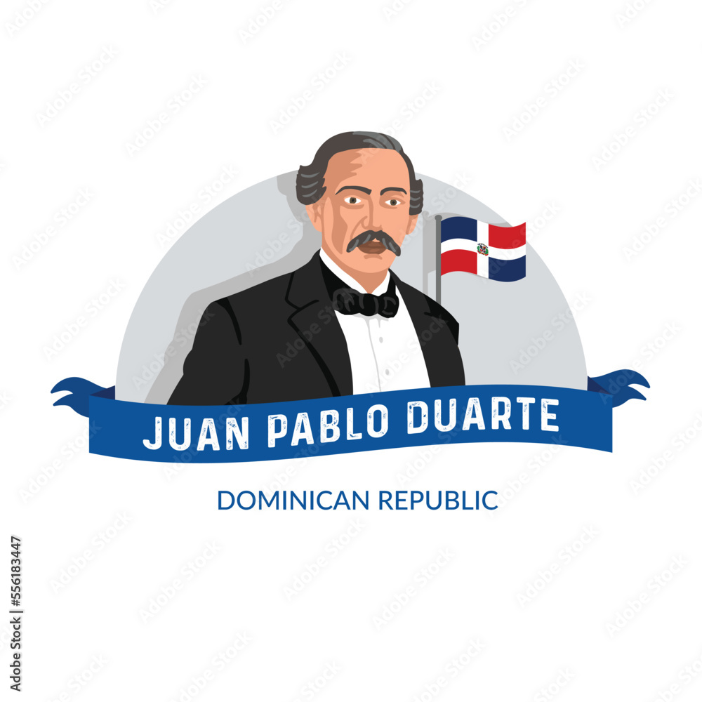 VECTORS. Editable banner of Juan Pablo Duarte, one of the founding ...