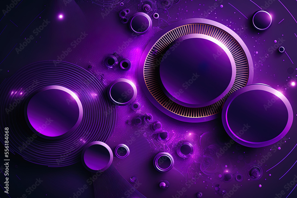 Purple technology background with a geometric design and circles ...