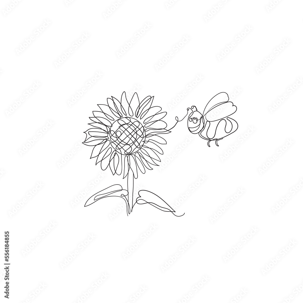 continuous line drawing wasps and bees illustration vector Stock Vector ...