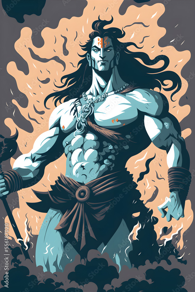 Lord shiva illustration, warrior hindu god, illustration of Shiva ...