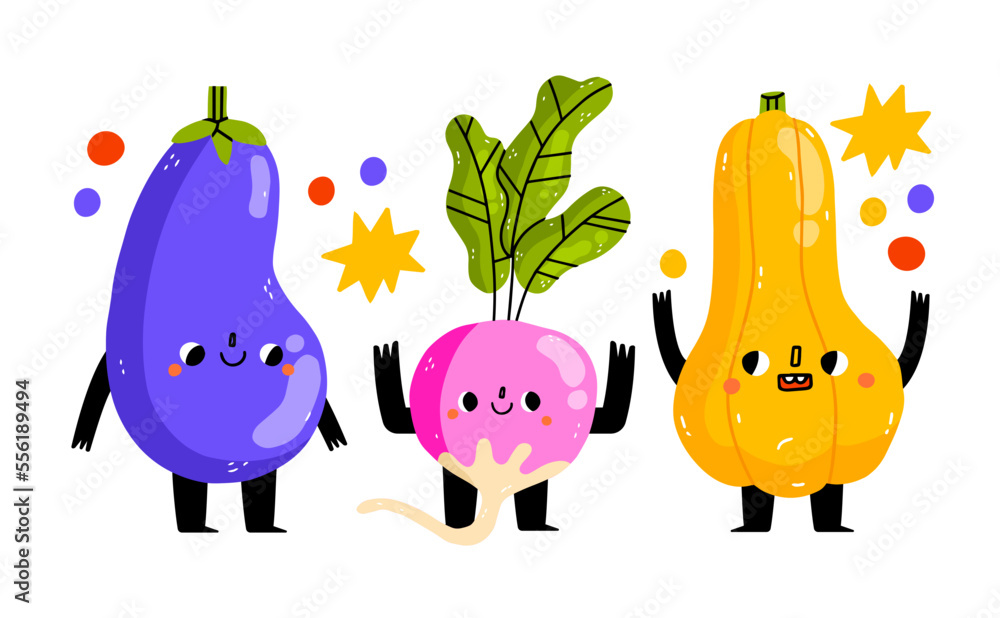 Cute Cartoon Vegetables With Faces