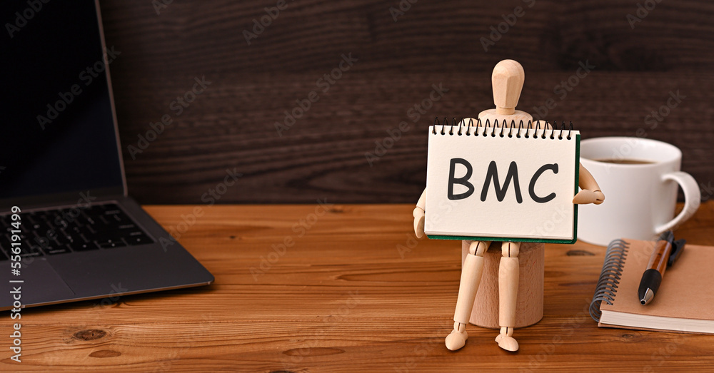 There is sketchbook with the word BMC. It is an abbreviation for Business Model Canvas as eye ...