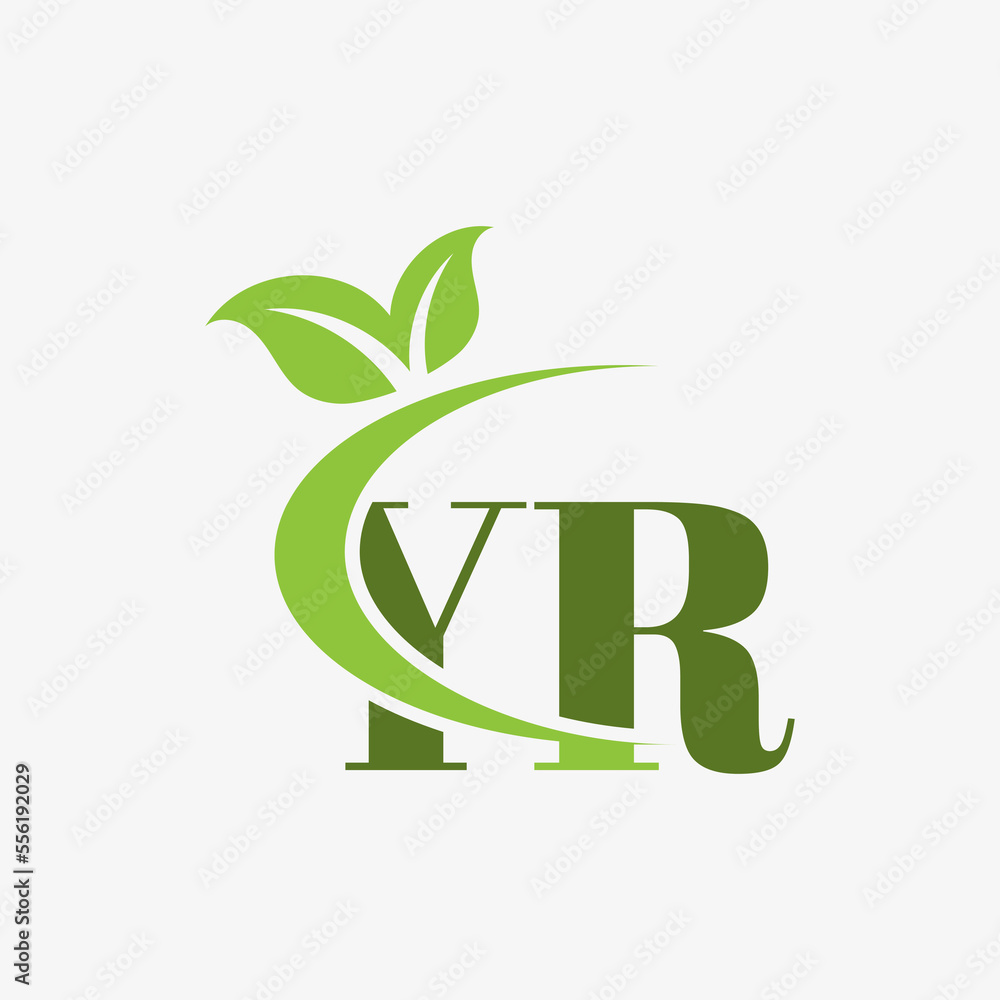YR Letter Logo with swoosh leaves icon vector. YR creative and nature ...