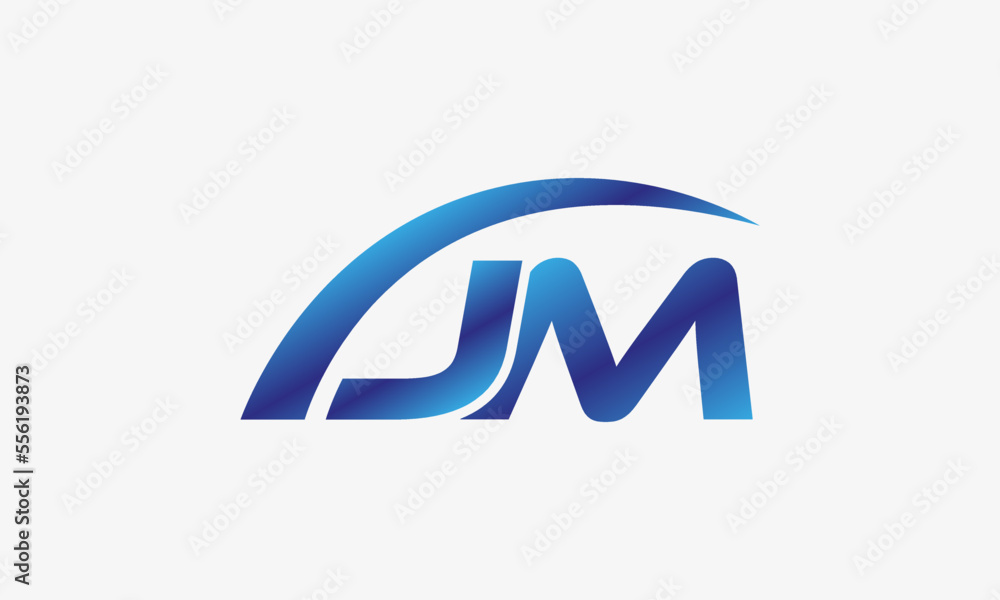 initial JM letter company name swoosh design. JM vector logo for ...