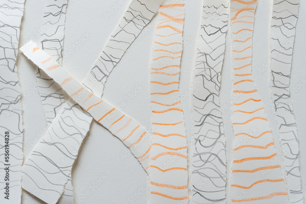 torn paper with graphite markings on blank paper Stock Photo | Adobe Stock