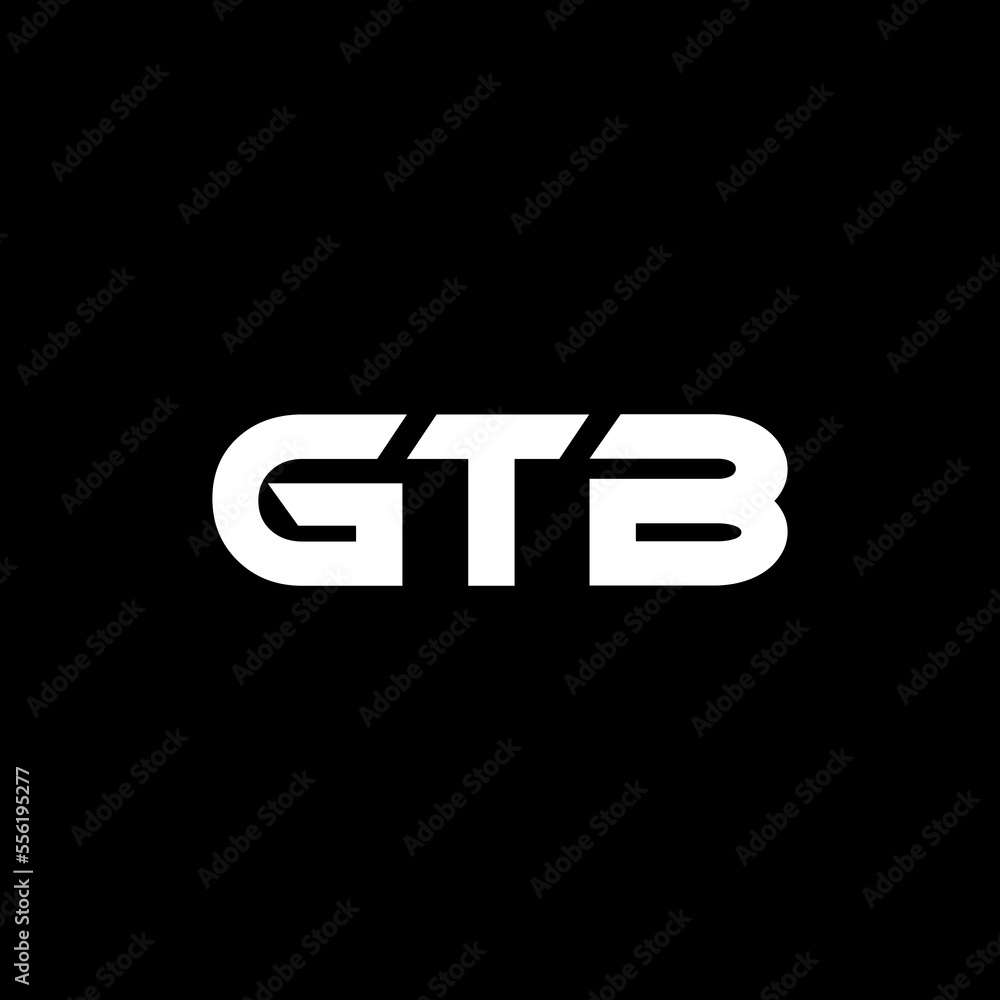 GTB letter logo design with black background in illustrator, vector ...