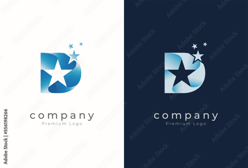 Initial D Star Logo, gradient Letter D with star inside,usable for ...