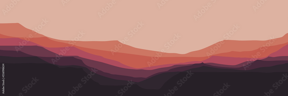 sunrise landscape mountain scenery vector illustration for pattern ...