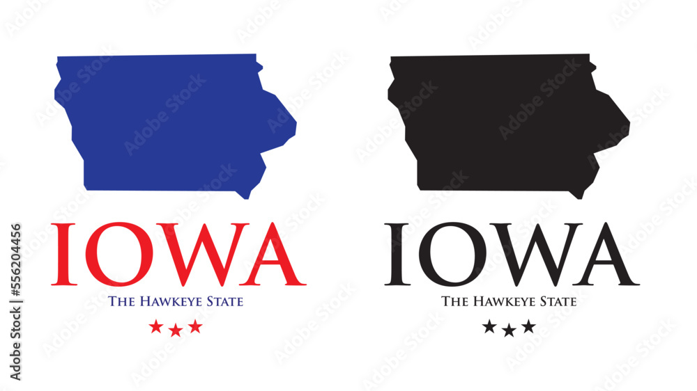 Iowa the hawkeye state with tristar state map bundle of US States theme ...