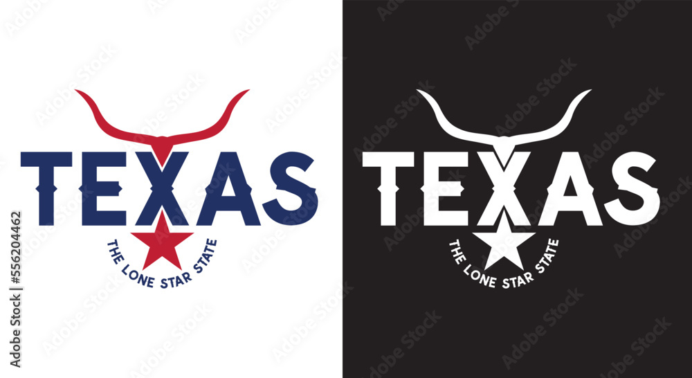 Texas the lonestar state with longhorn and star US States theme patriot ...
