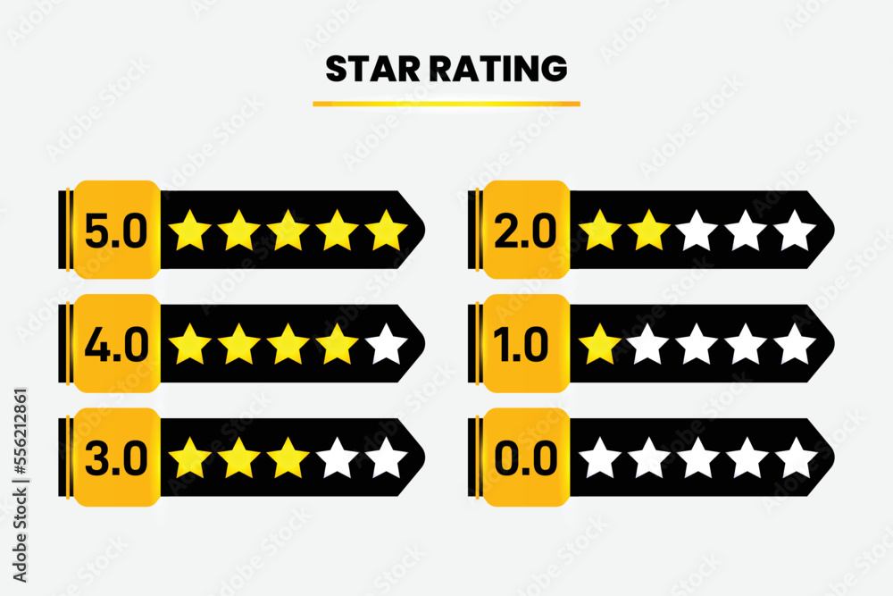 Star rating Set design black and yellow color Stock Vector | Adobe Stock