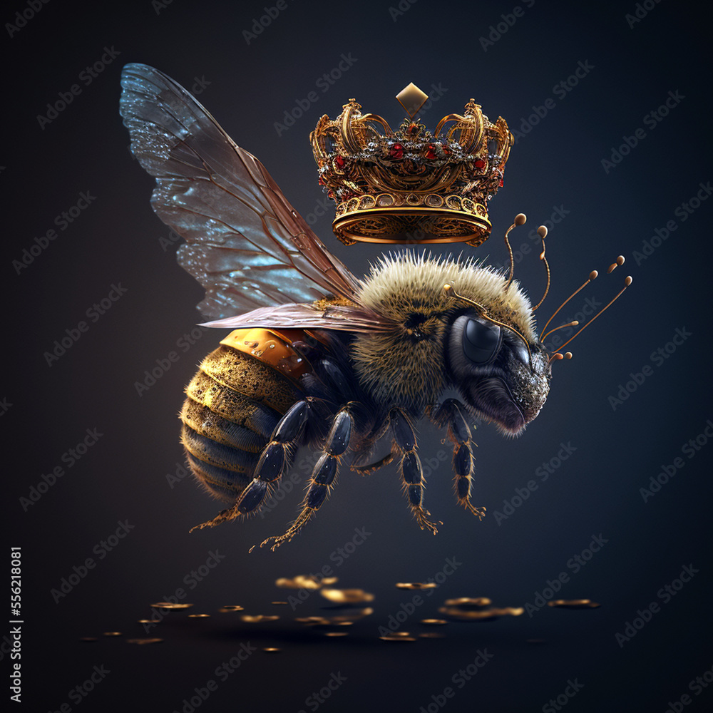 queen bee with crown generative AI Stock Illustration | Adobe Stock