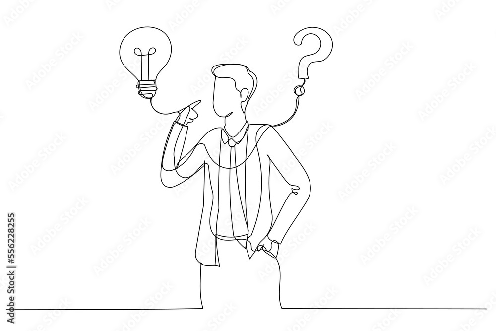 Drawing of businessman think of solution to solve problem with ... Drawing of businessman think of solution to solve problem with ...