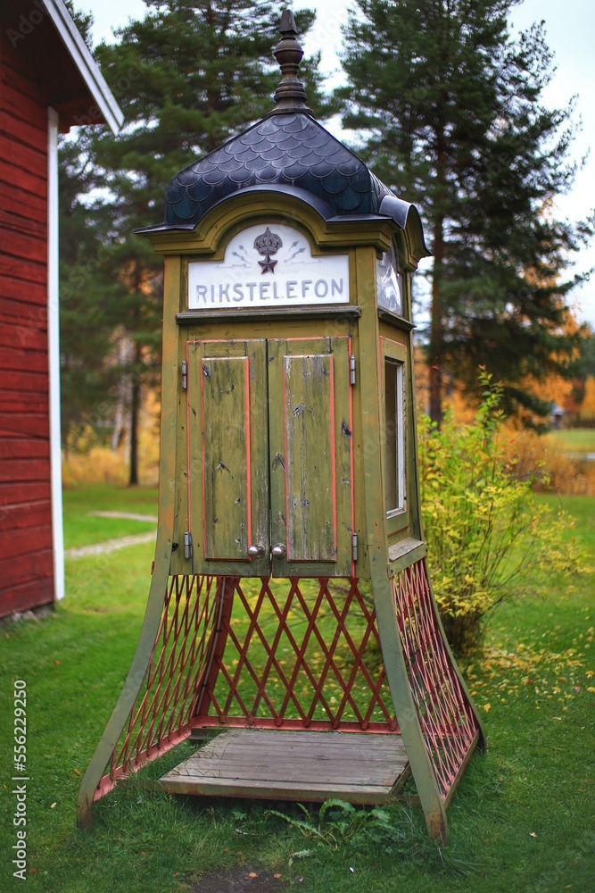 LYCKSELE, SWEDEN - OCT 01 2022 : Historic Swedish phone booth in ...