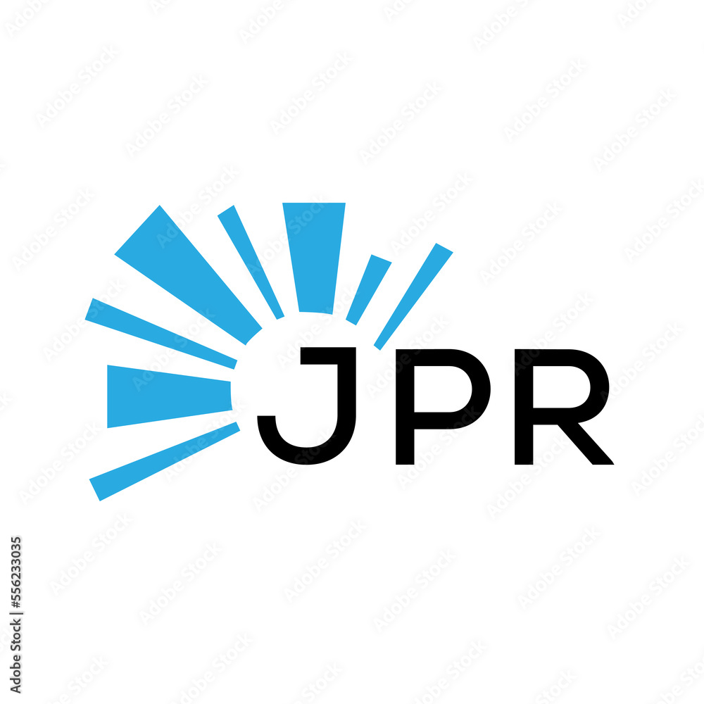 JPR letter logo. JPR blue image on white background and black letter ...