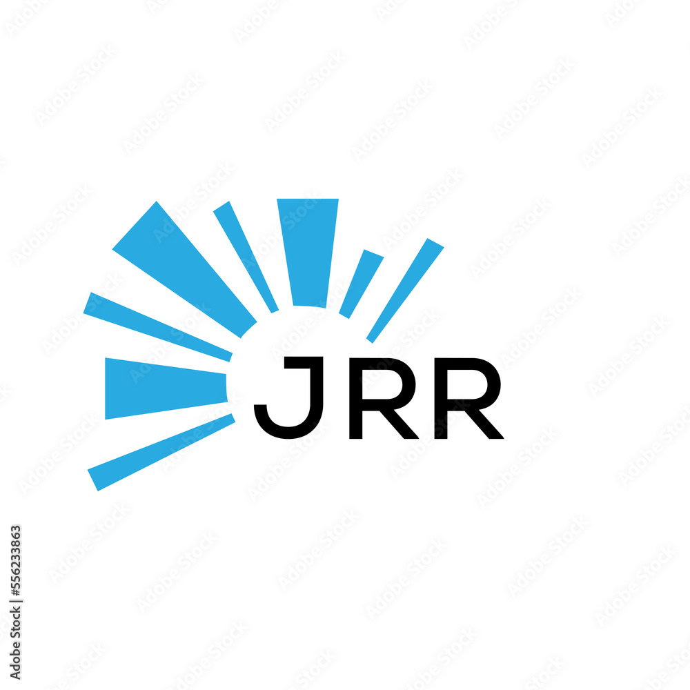 JRR letter logo. JRR blue image on white background and black letter ...