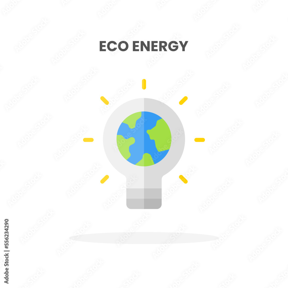 Eco Energy icon flat. Vector illustration on white background. Can used ...