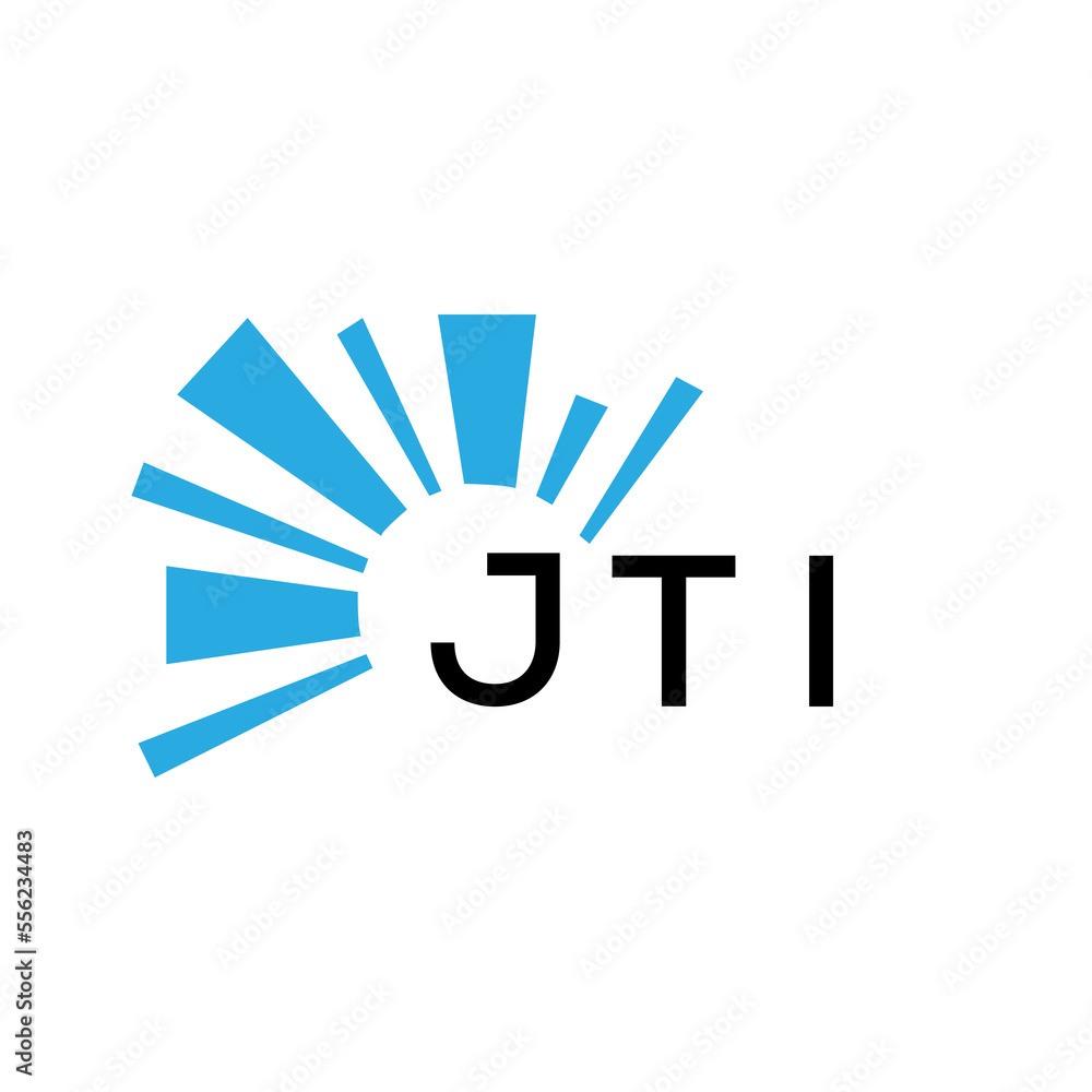 JTI letter logo. JTI blue image on white background and black letter. JTI technology Monogram ...
