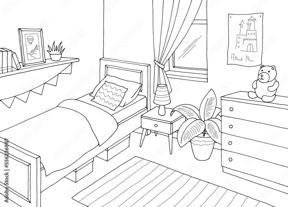 Kids Bedroom Clipart Black And White Kids Bedroom Clipart Black And White