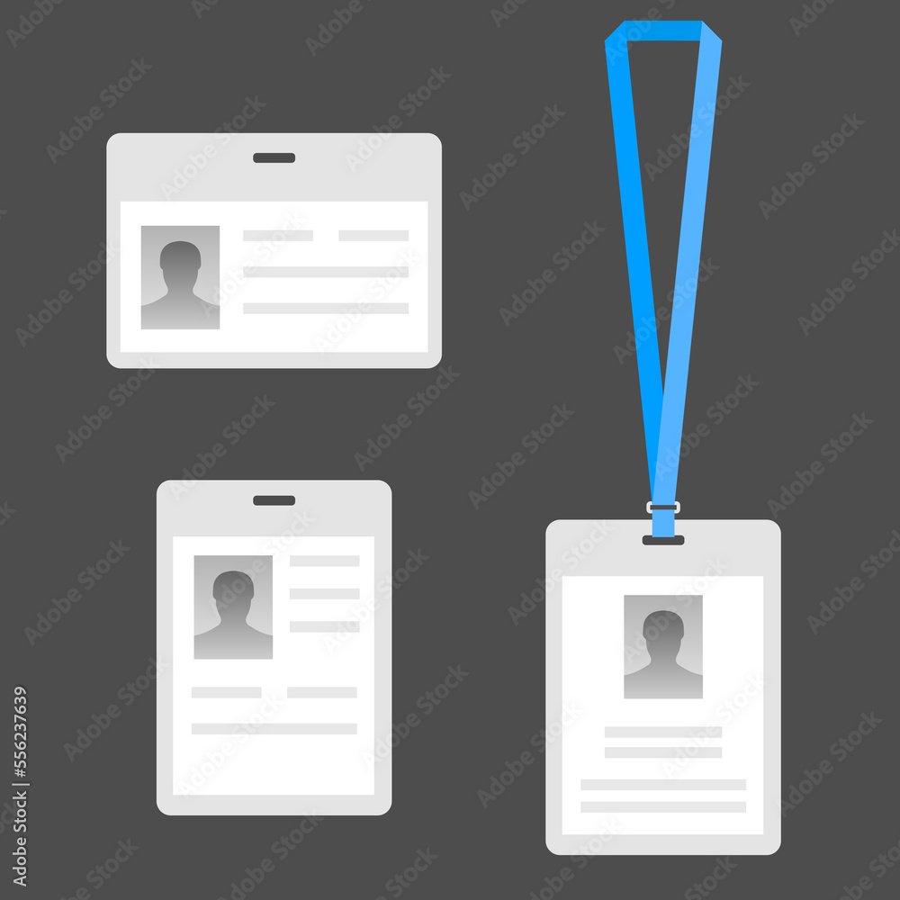 Name tag holder, lanyard badge set with icons. design template of id ...