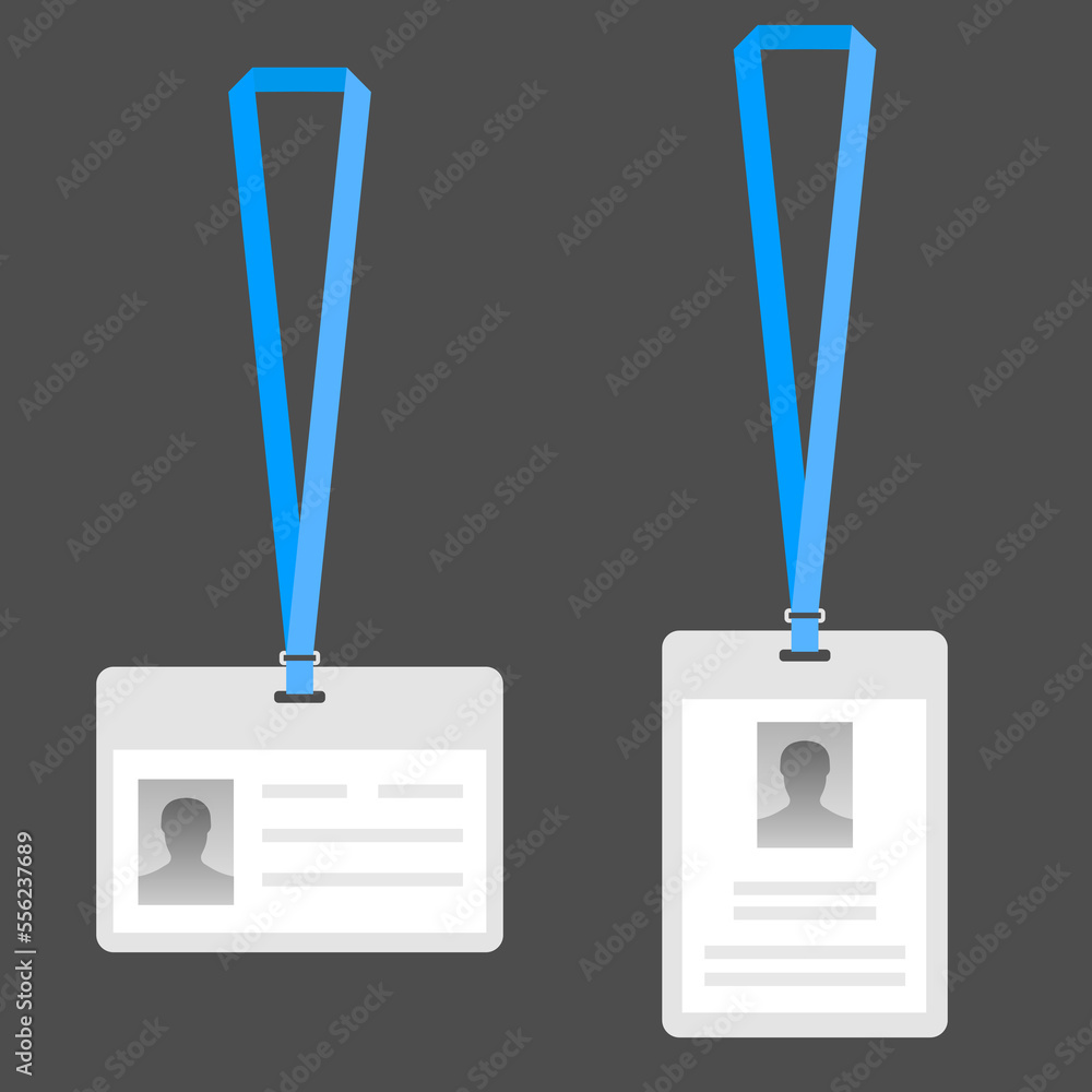 Name tag holder, lanyard badge set with icons. design template of id ...