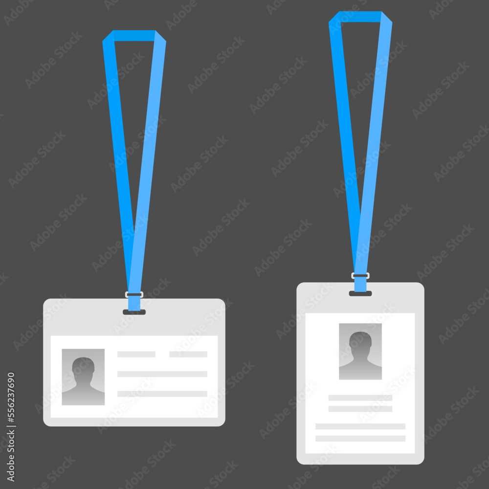 Name tag holder, lanyard badge set with icons. design template of id ...