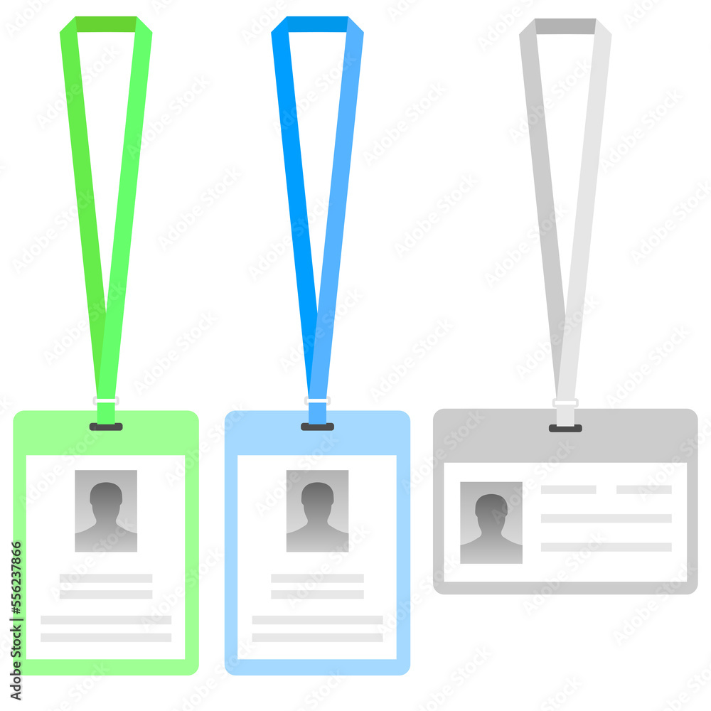 Name tag holder, lanyard badge set with icons. design template of id ...