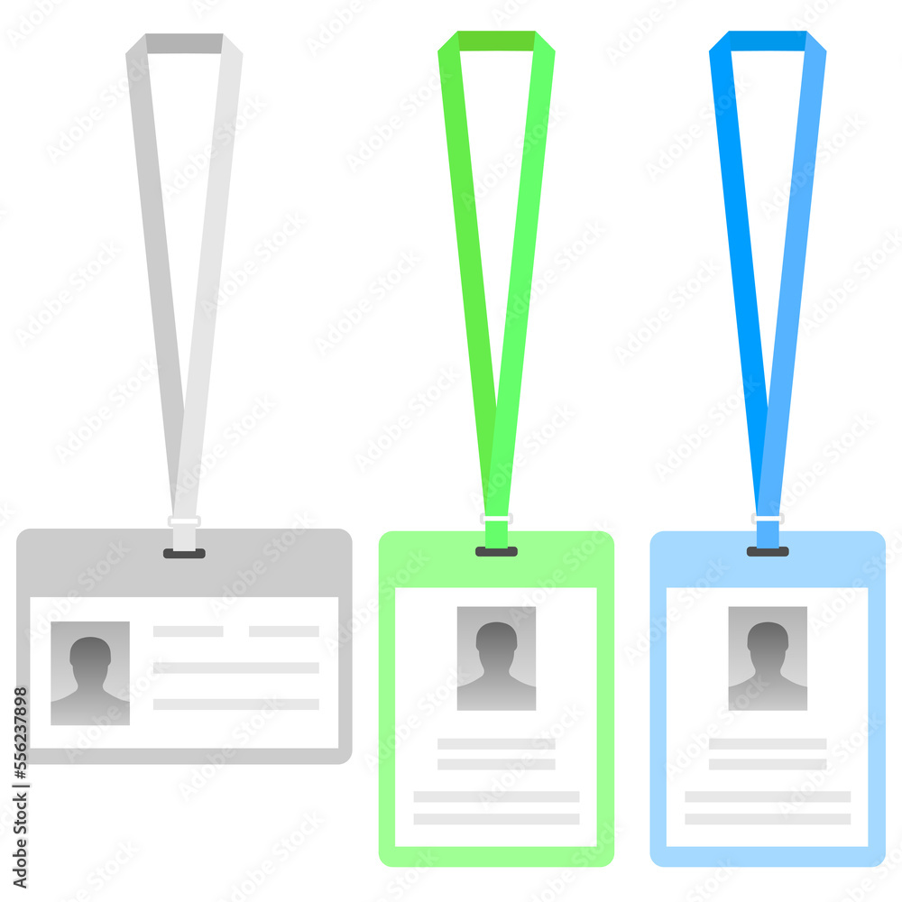 Name tag holder, lanyard badge set with icons. design template of id ...