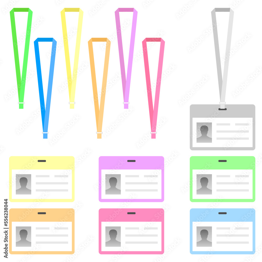 Name tag holder, lanyard badge set with icons. design template of id ...