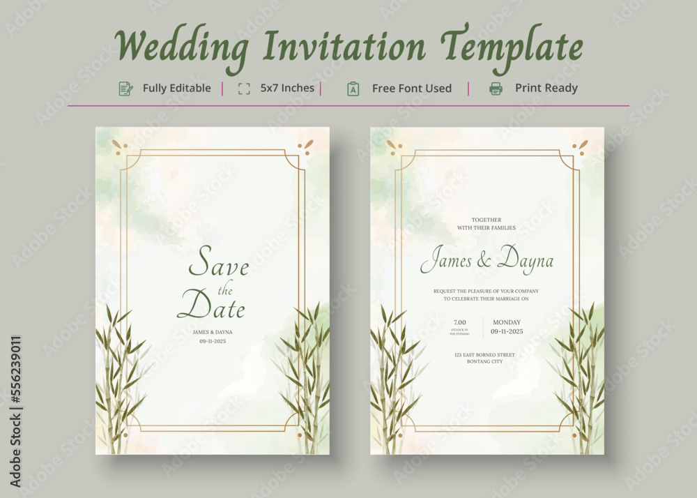 Wedding Invitation Card Template, Invitation Card Poster Stock Vector ...