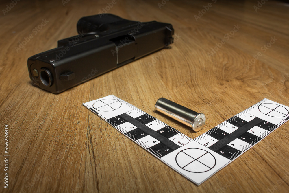 Crime Scene Investigation - .357 magnum bullet casing as a piece of ...