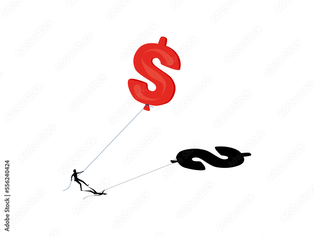 Inflation concept. Symbol of decreasing monetary value. Businessman ...
