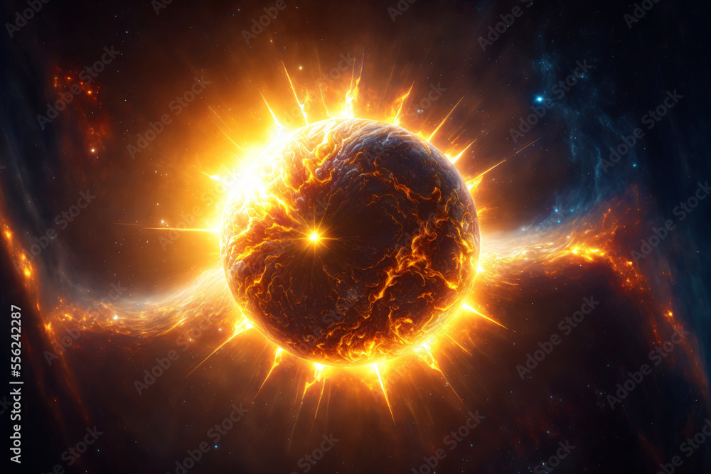 supernova, sun solar flare particles, star explosion, generative ai ...