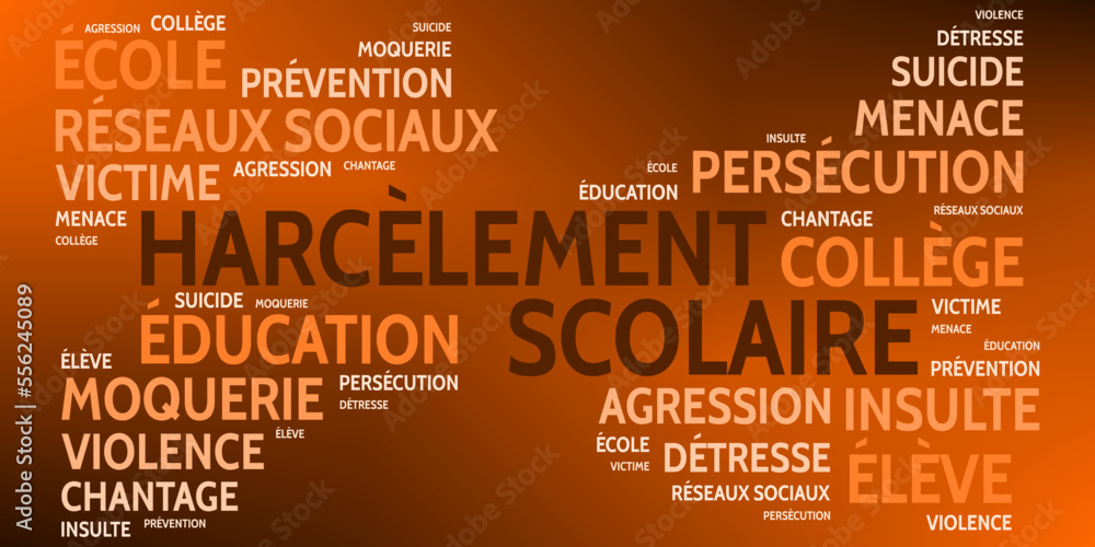 Nuage de Mots Harcèlement Scolaire v9 vector de Stock | Adobe Stock