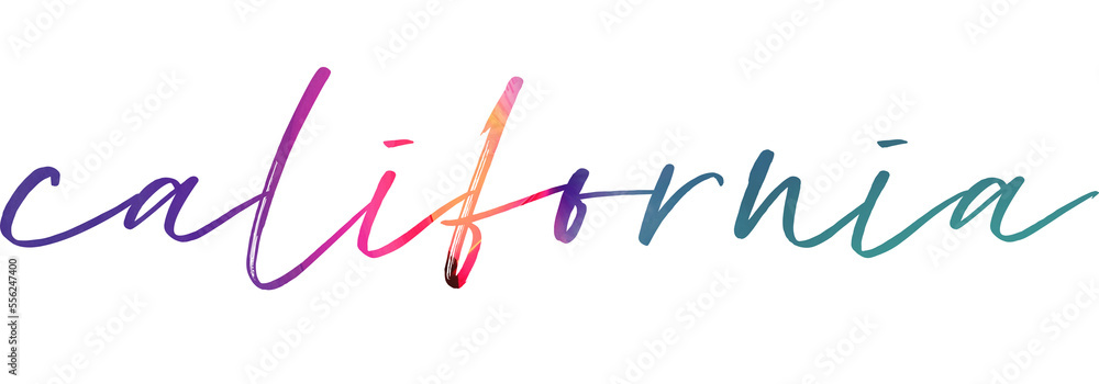 An isolated illustration of calligraphic lettering California ...