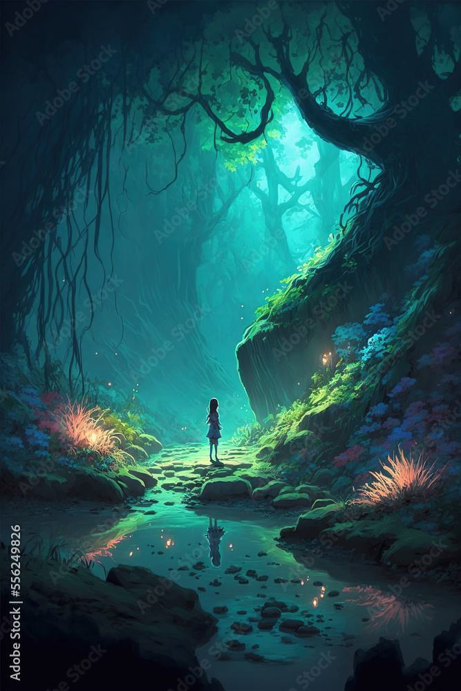 beautiful scenery, fantasy forest, wallpaper, water, dreamy, art ...
