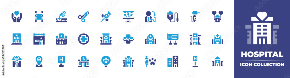 Hospital icon collection. Vector illustration. Containing life ...